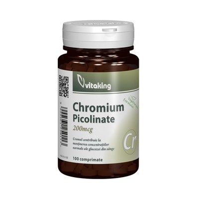 Picolinat de crom 200 mcg, 100 comprimate, Vitaking