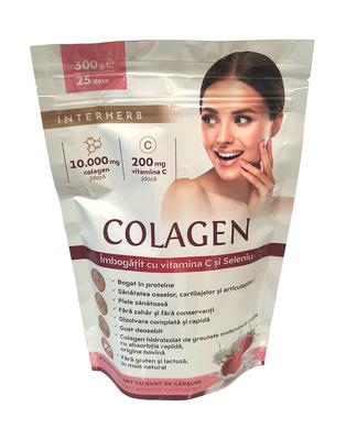Colagen pulbere cu aroma de capsuni 300g, Interherb
