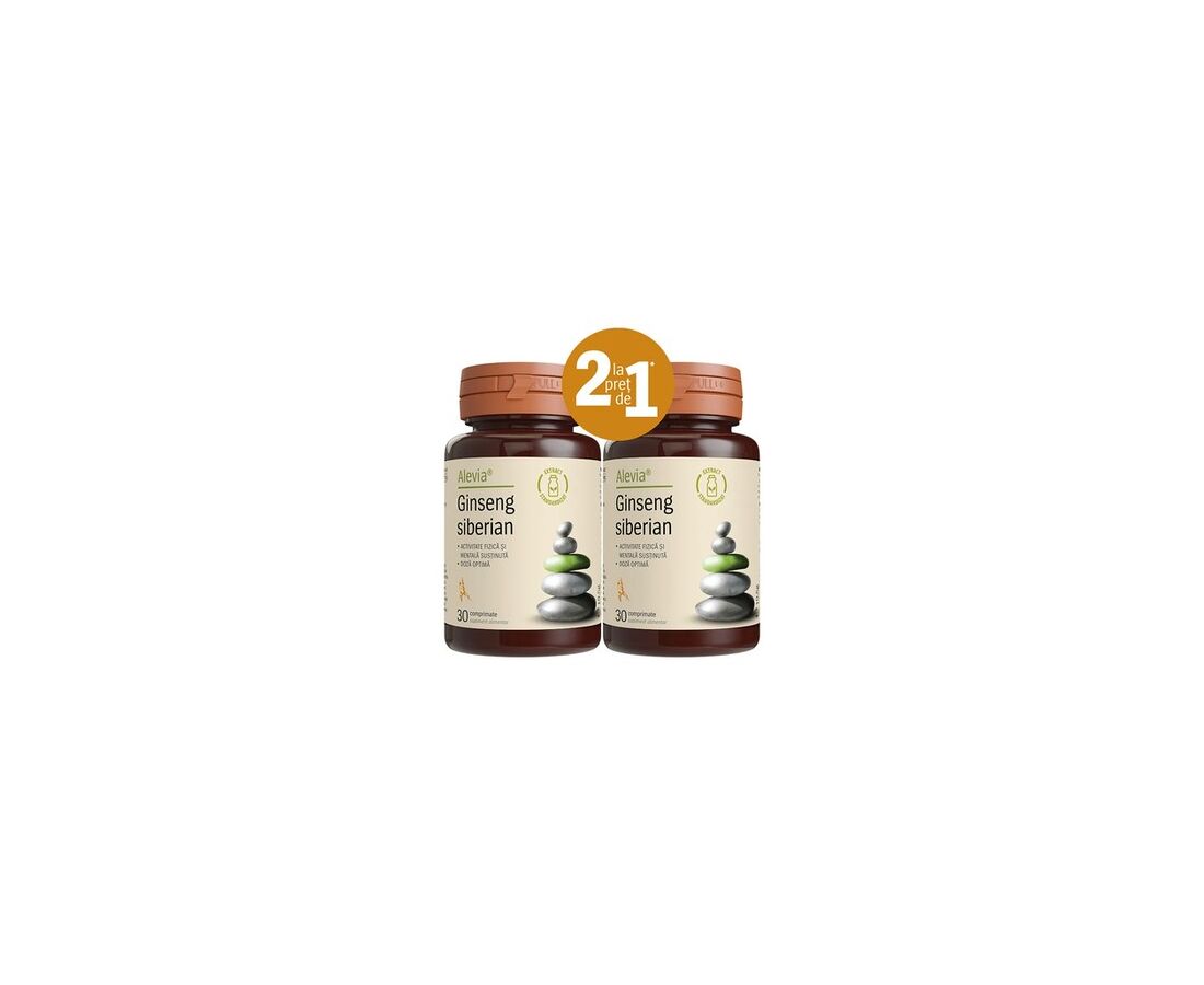 Pachet ginseng siberian, 30+30 comprimate, Alevia