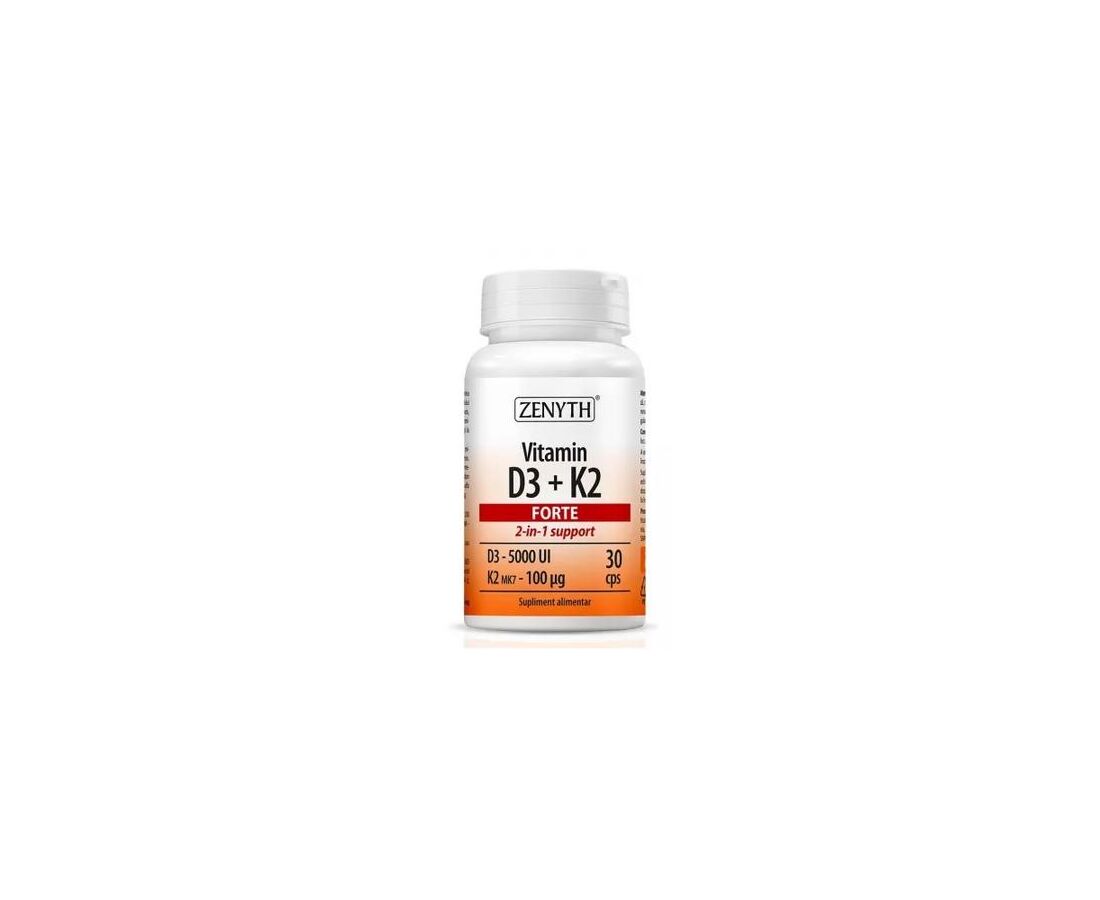 Vitamin d3 5000 ui + k2 100 mcg forte, 30 capsule, Zenyth